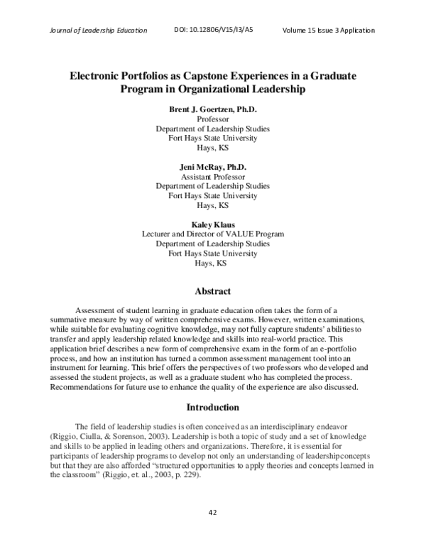 (PDF) Electronic Portfolios as Capstone Experiences in a Graduate ...