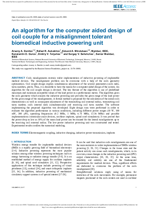 (PDF) An algorithm for the computer aided design of coil couple for a ...
