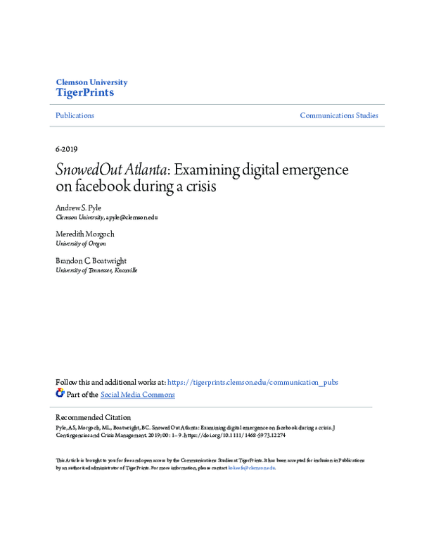 (PDF) SnowedOut Atlanta : Examining digital emergence on facebook ...