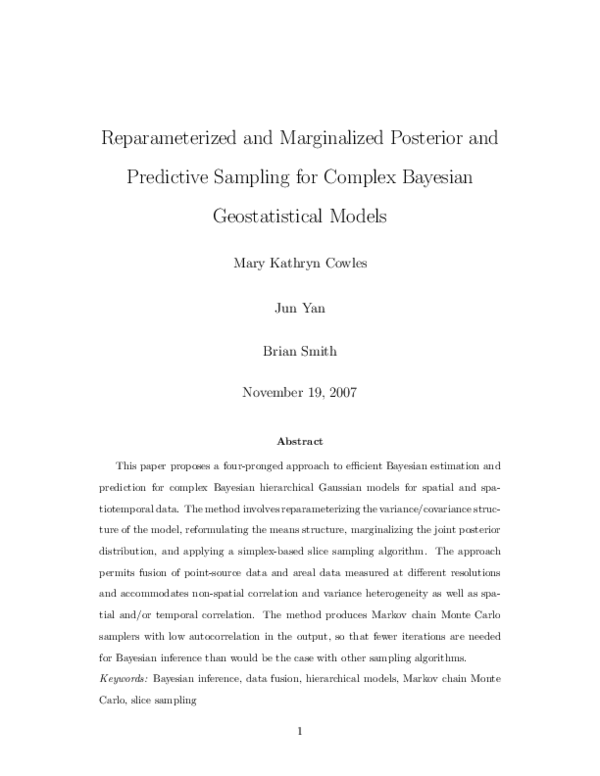 (PDF) Reparameterized and Marginalized Posterior and Predictive Sampling for Complex Bayesian ...