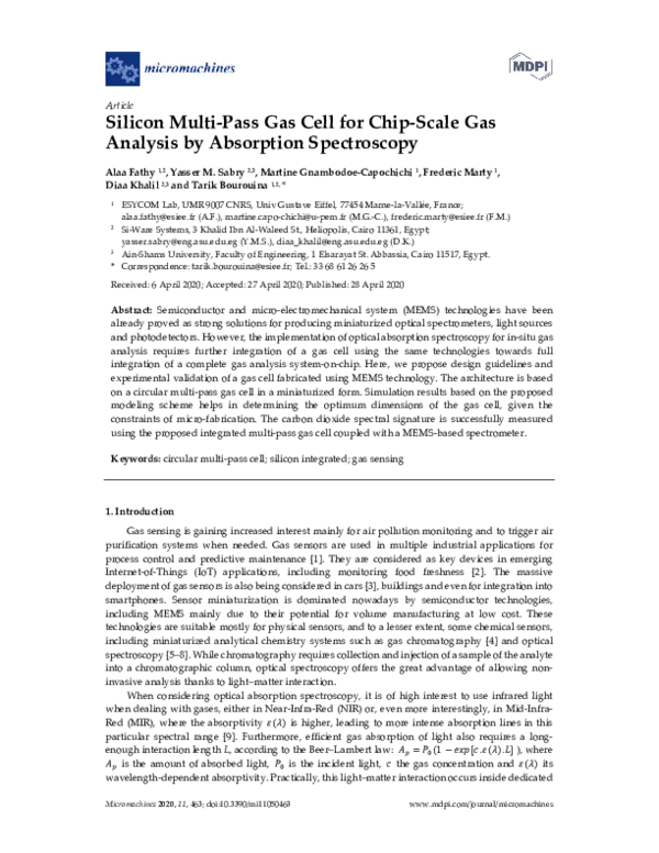 (PDF) Silicon Multi-Pass Gas Cell for Chip-Scale Gas Analysis by ...