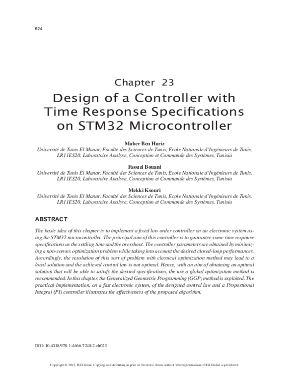 Pdf Design Of A Controller With Time Response Specifications On Stm32 Microcontroller