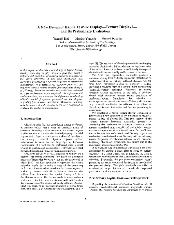Pdf A New Design Of Haptic Texture Display Texture Display2 And