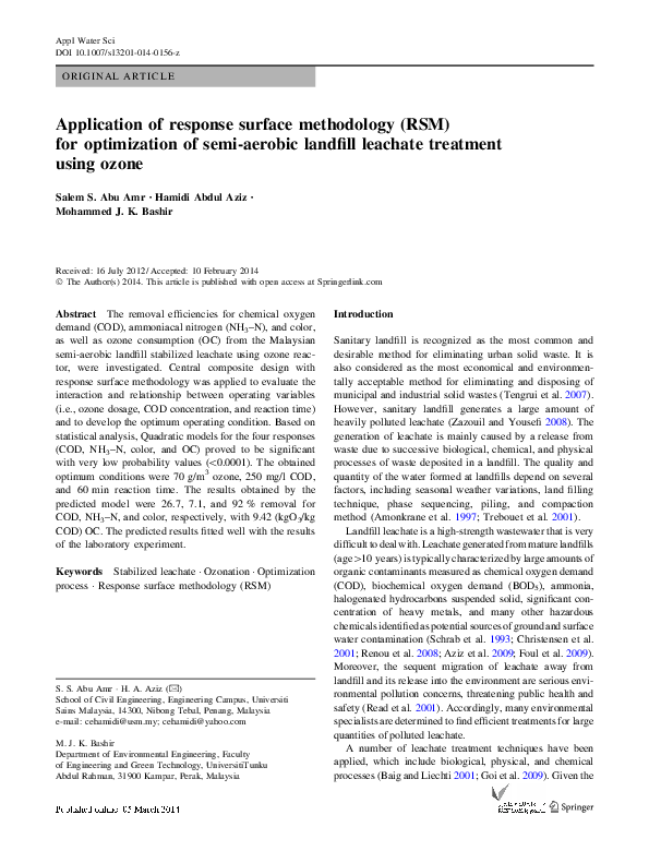 (PDF) Application of Response Surface Methodology (RSM) for Culture ...