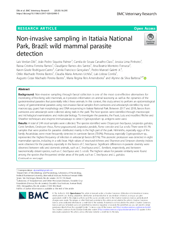 (PDF) Non-invasive sampling in Itatiaia National Park, Brazil: wild ...