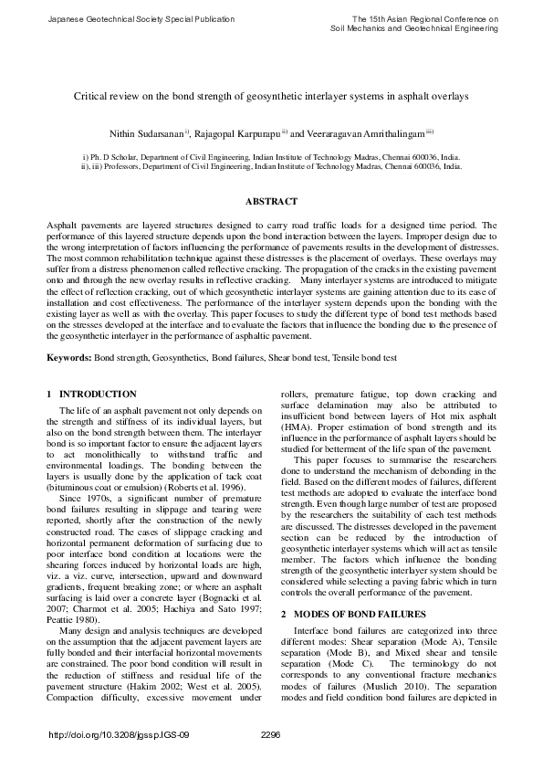 (PDF) Critical review on the bond strength of geosynthetic interlayer ...