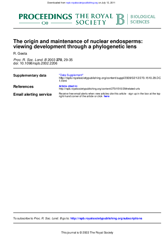 (PDF) The origin and maintenance of nuclear endosperms: viewing ...