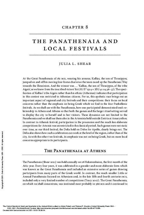 (PDF) The Panathenaia and local festivals