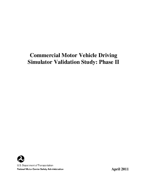 (PDF) Commercial Motor Vehicle Driving Simulator Validation Study: Phase II