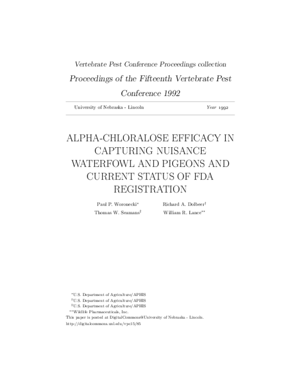 (PDF) Alpha-Chloralose Efficacy in Capturing Nuisance Waterfowl and ...