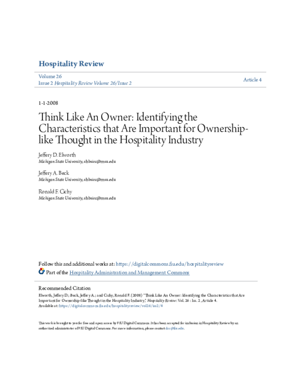 (PDF) Think like an owner: identifying the characteristics that are ...