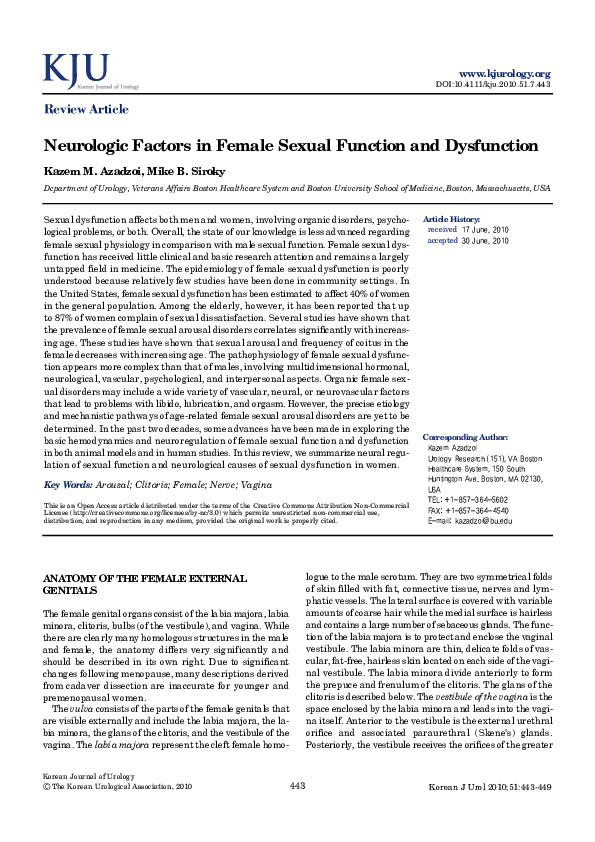 (PDF) Neurologic factors in female sexual function and dysfunction ...