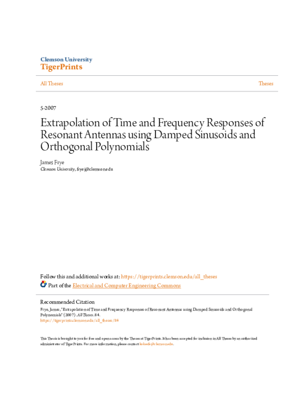 (PDF) Extrapolation of Time and Frequency Responses of Resonant Antennas Using Damped Sinusoids ...
