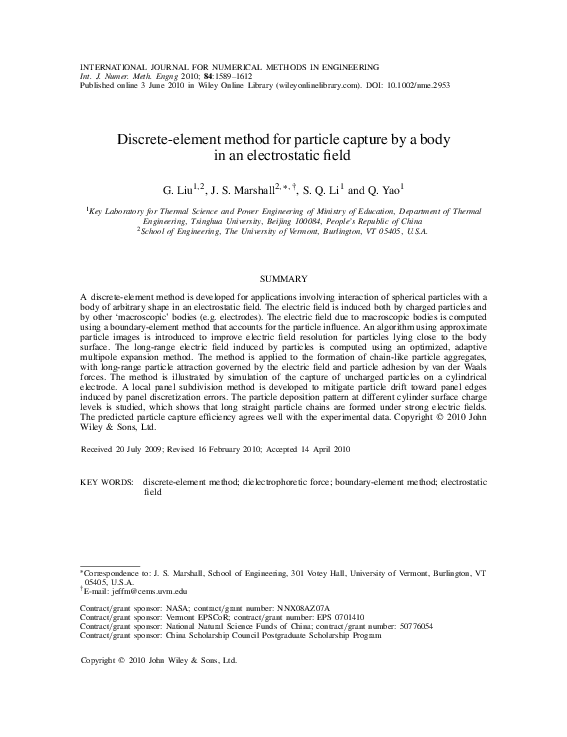(PDF) Discrete-element method for particle capture by a body in an ...