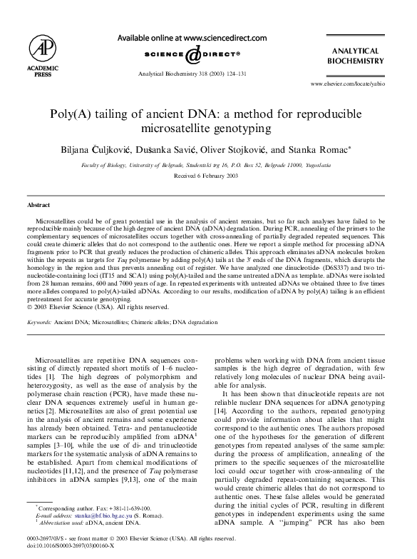 (PDF) Poly(A) tailing of ancient DNA: a method for reproducible ...