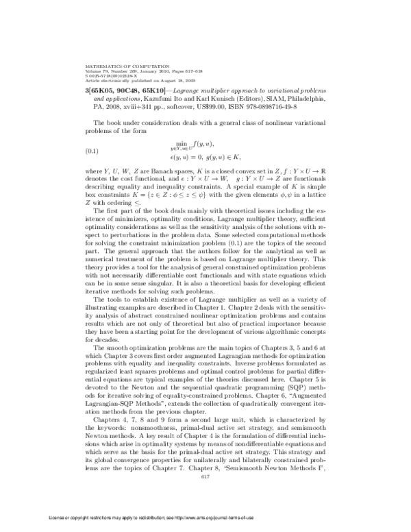 (PDF) Lagrange Multiplier Approach to Variational Problems and Applications