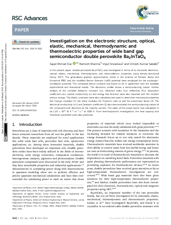 (PDF) Investigation on the electronic structure, optical, elastic, mechanical, thermodynamic and ...