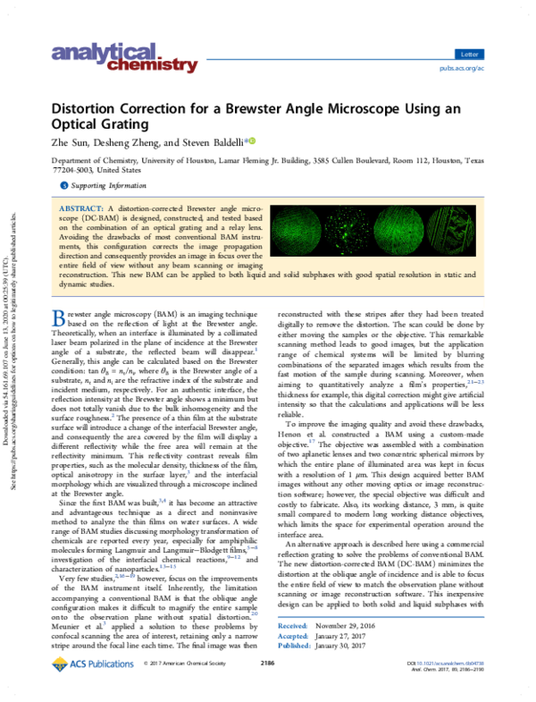 (PDF) Distortion-Corrected Brewster Angle Microscope with Grating