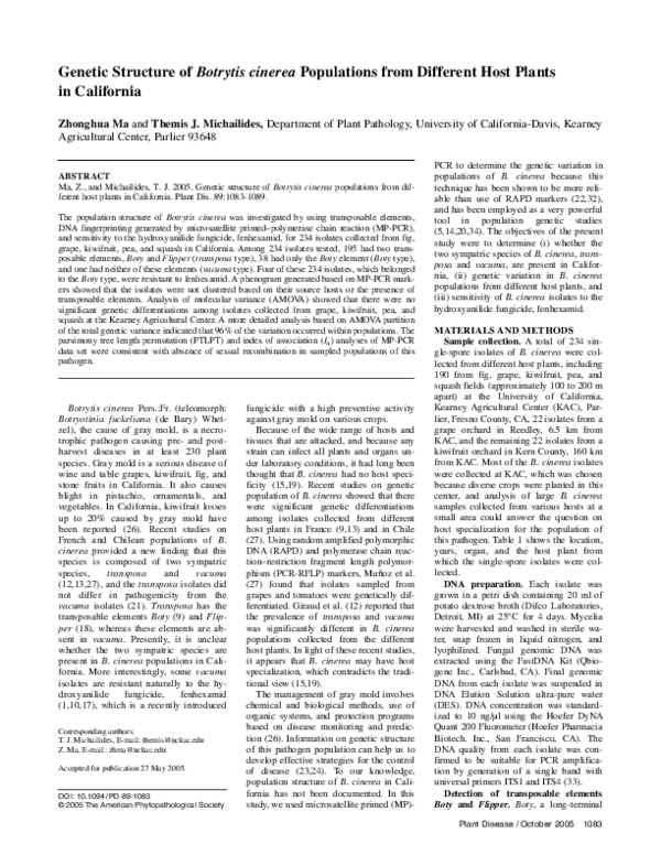 (PDF) Genetic Structure of Botrytis cinerea Populations from Different ...