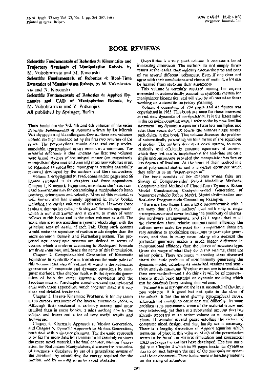 (PDF) Scientific fundamentals of robotics 6: Applied dynamics and CAD of manipulation robots: by ...