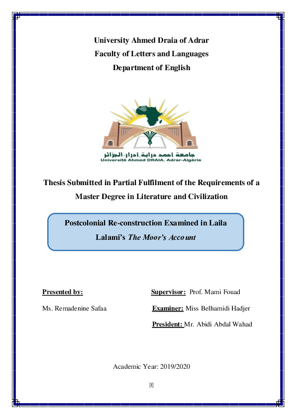 (PDF) Thesis Submitted in Partial Fulfilment of the Requirements of a ...