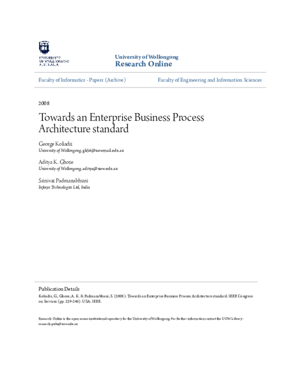 (PDF) Towards an Enterprise Business Process Architecture Standard