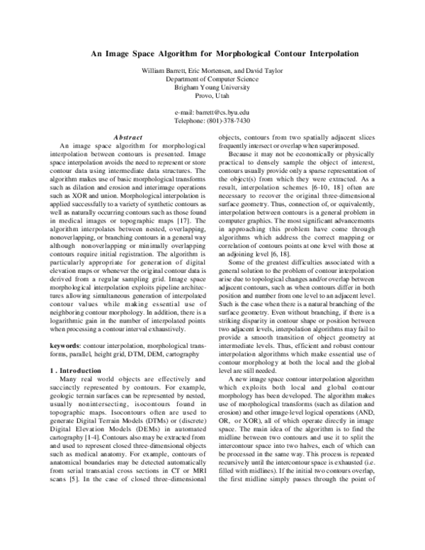 Pdf An Image Space Algorithm For Morphological Contour Interpolation