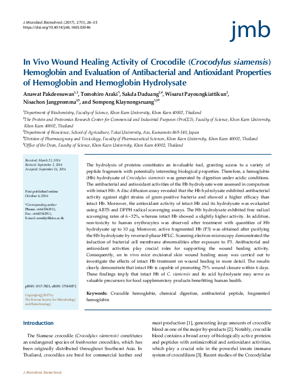 (PDF) In Vivo Wound Healing Activity of Crocodile (Crocodylus siamensis ...