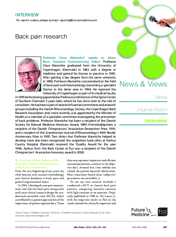 (PDF) Interview: Back pain research