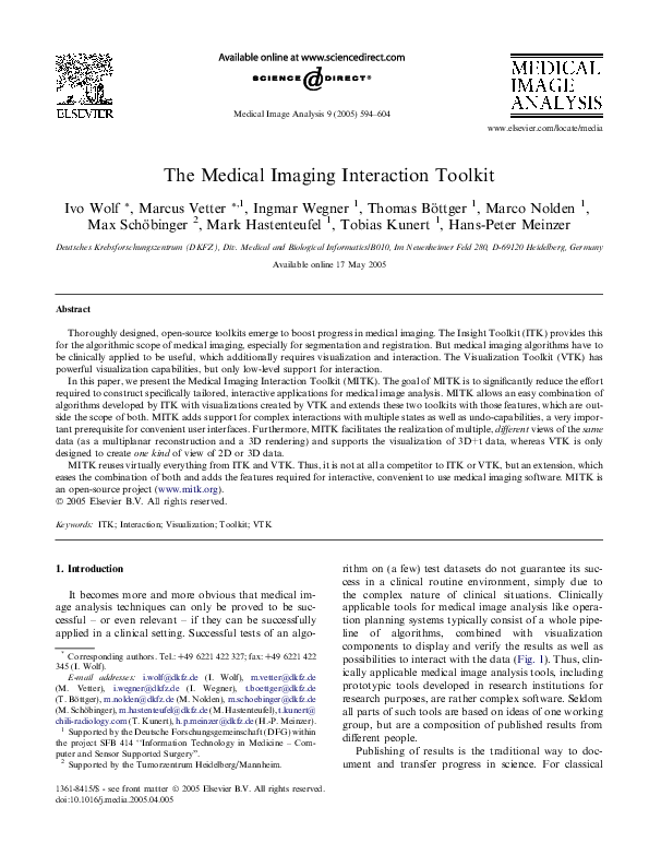 (PDF) The Medical Imaging Interaction Toolkit