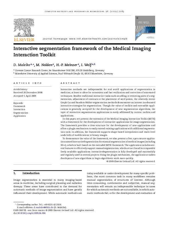 Pdf Interactive Segmentation Framework Of The Medical Imaging