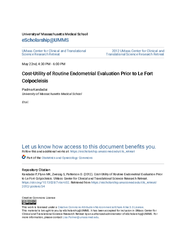 (PDF) Cost-Utility of Routine Endometrial Evaluation Prior to Le Fort ...