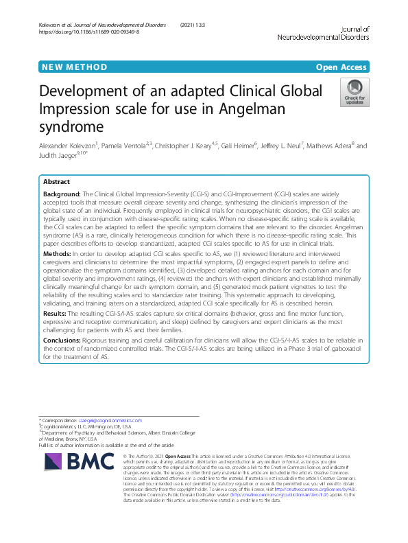 (PDF) Development of an adapted Clinical Global Impression scale for ...