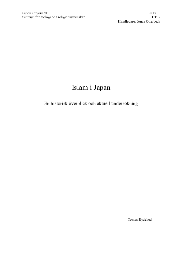 (PDF) Islam i Japan - En historisk överblick och aktuell undersökning