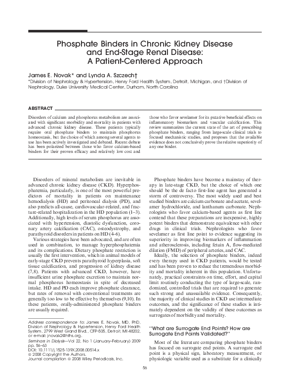 (PDF) Phosphate Binders in Chronic Kidney Disease and End-Stage Renal ...