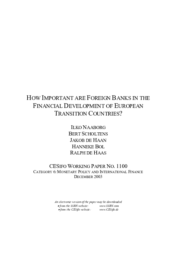 (PDF) How Important are Foreign Banks in the Financial Development of ...