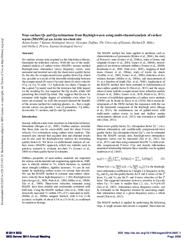 (PDF) Near-surface Qs and Qp estimations from Rayleigh waves using ...