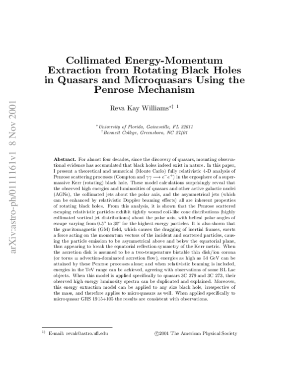 (PDF) Collimated energy-momentum extraction from rotating black holes ...