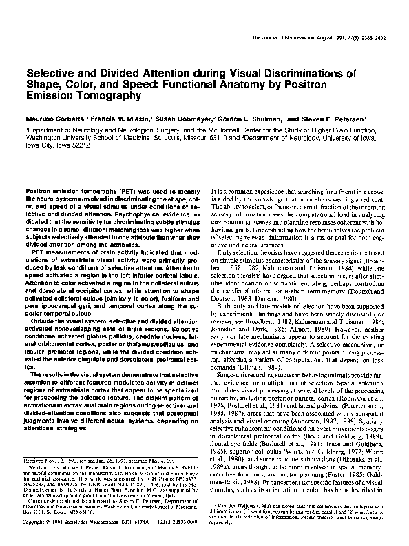 (PDF) Selective and divided attention during visual discriminations of ...
