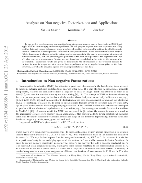 (PDF) Analysis on Non-negative Factorizations and Applications | Kazufumi Ito - Academia.edu