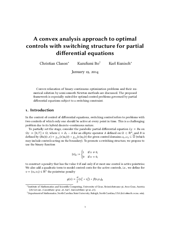 (PDF) A convex analysis approach to optimal controls with switching structure for partial ...