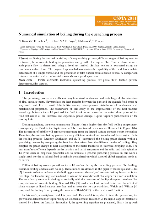 (PDF) Numerical simulation of boiling during the quenching process