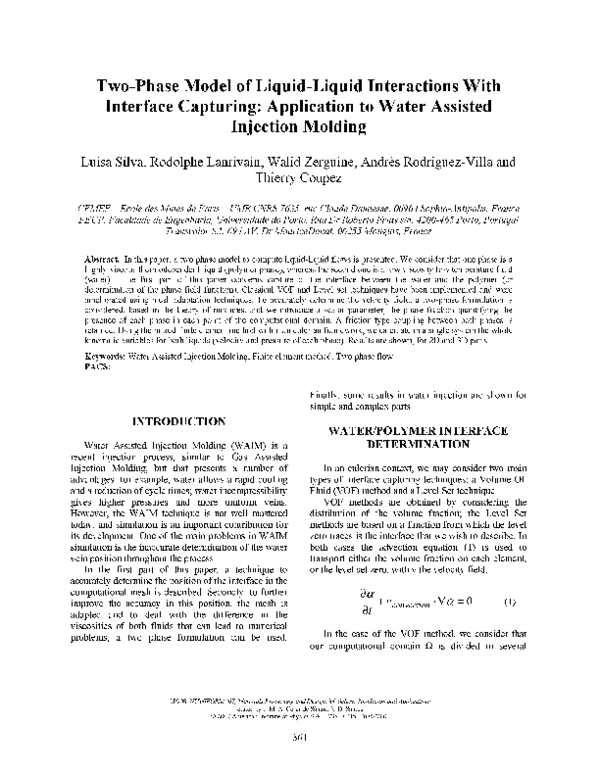 (PDF) Two-Phase Model of Liquid-Liquid Interactions With Interface ...