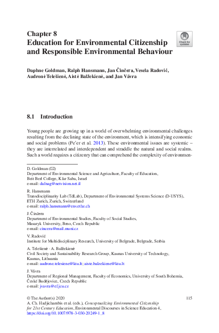 (PDF) Education for Environmental Citizenship and Responsible ...