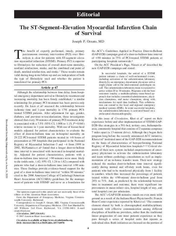 (PDF) The ST-Segment-Elevation Myocardial Infarction Chain of Survival