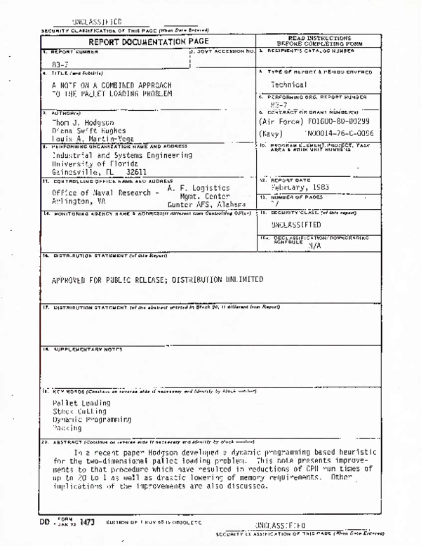 (PDF) A Note on a Combined Approach to the Pallet Loading Problem
