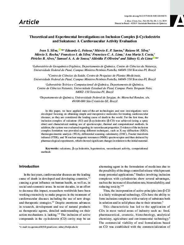 (PDF) Theoretical and Experimental Investigations on Inclusion Complex ...