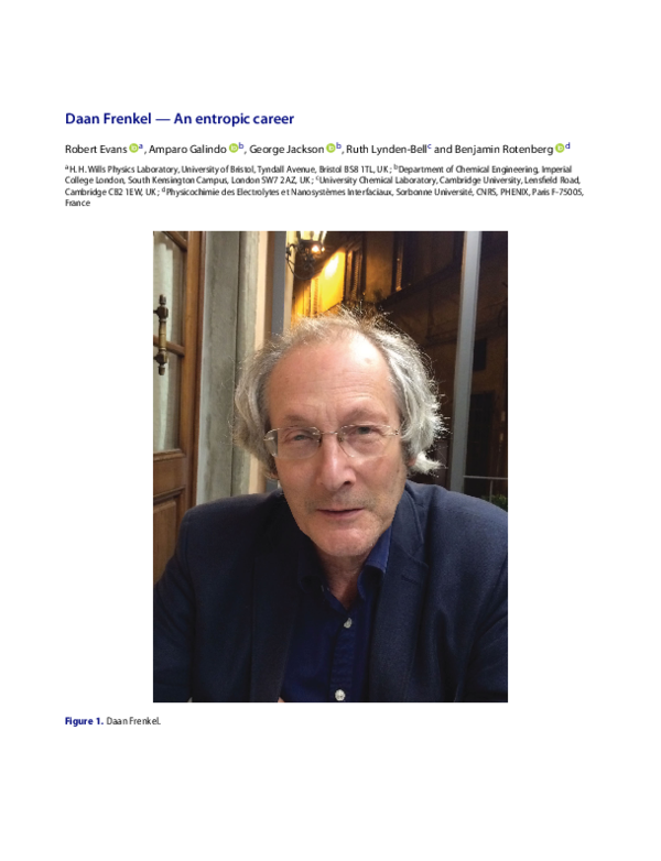 (PDF) Daan Frenkel — An entropic career | Ruth Lynden-bell - Academia.edu
