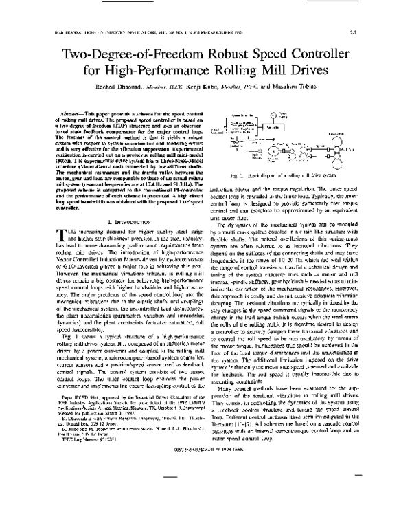 (PDF) Two-degree-of-freedom robust speed controller for high-performance rolling mill drives