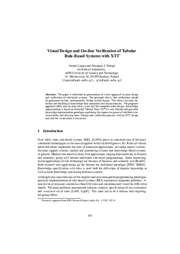 (PDF) Visual design and on-line verification of tabular rule-based systems with xtt